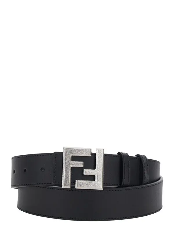 Fendi Black Reversible Belt With Square Ff Buckle In Leather