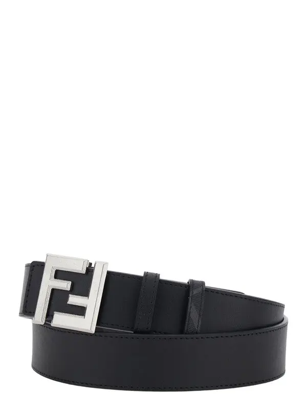 Fendi Black Reversible Belt With Square Ff Buckle In Leather