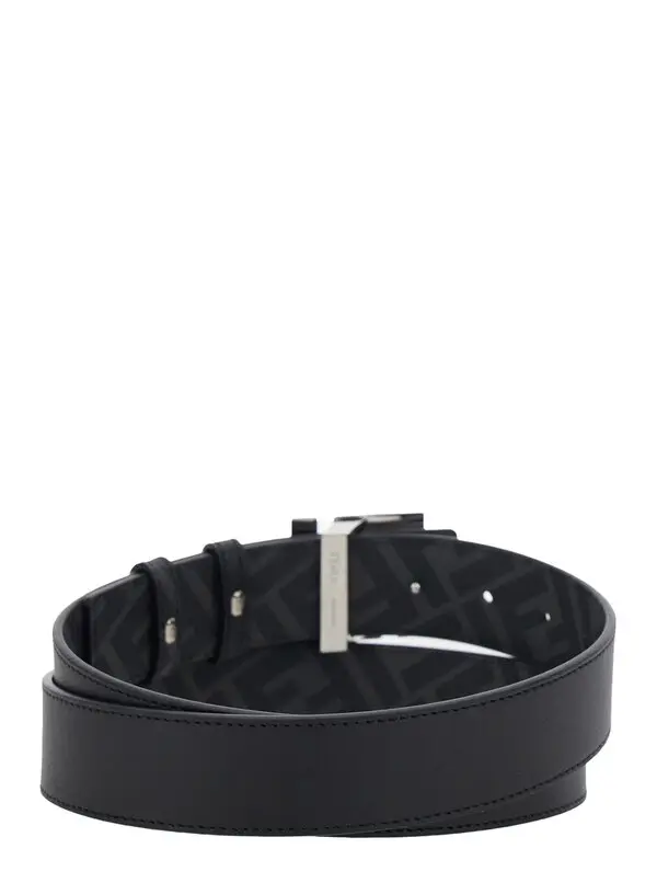 Fendi Black Reversible Belt With Square Ff Buckle In Leather