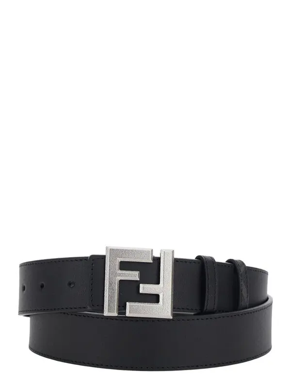 Fendi Reversible Leather Belt With Square Ff Buckle - Multicolor