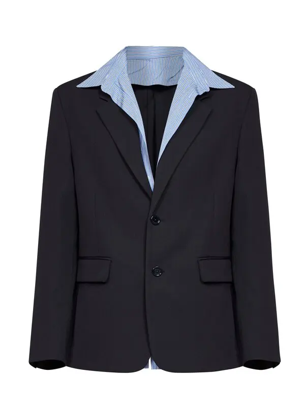 Balenciaga Dark Navy Wool Twill Hybrid Shirt Jacket - Multicolor