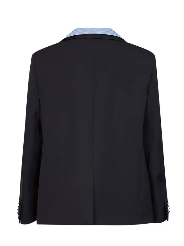 Balenciaga Dark Navy Wool Twill Hybrid Shirt Jacket