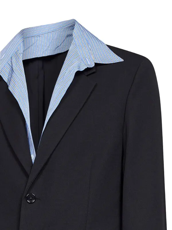 Balenciaga Dark Navy Wool Twill Hybrid Shirt Jacket