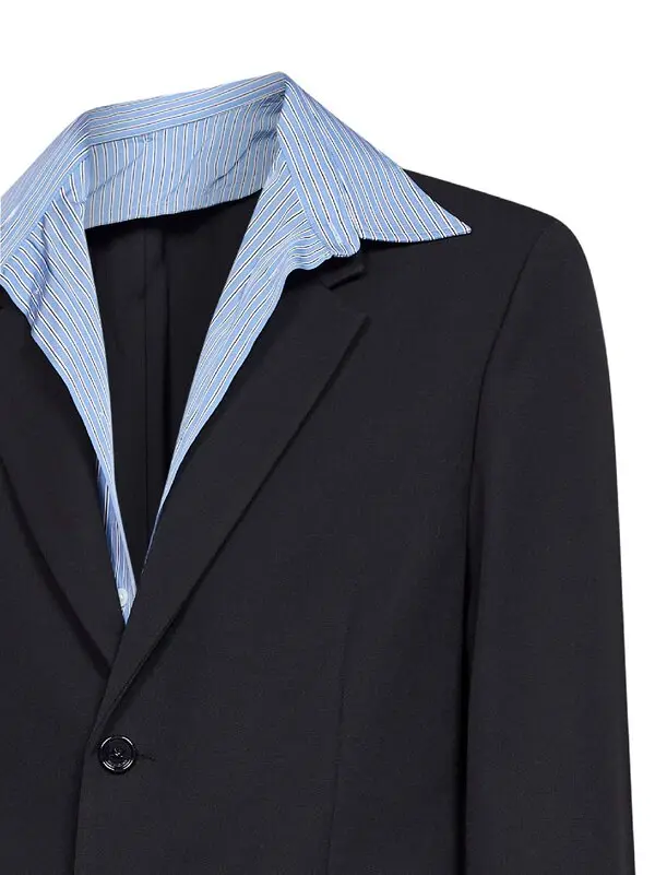 Balenciaga Dark Navy Wool Twill Hybrid Shirt Jacket