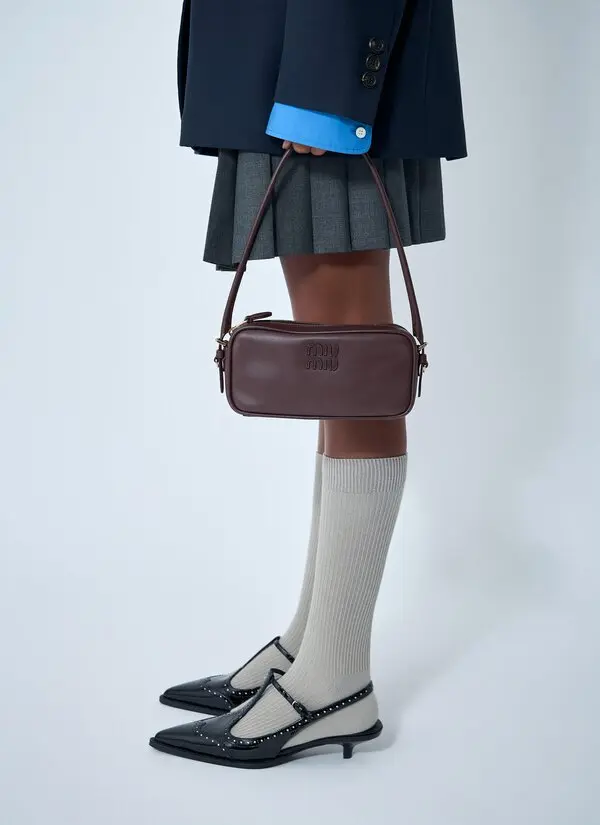 Miu Miu Softy Leather Shoulder Bag - Brown
