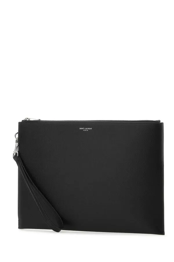 Saint Laurent Leather Pouch - Black