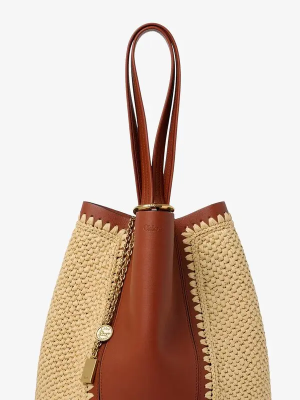 Chloé Spin Leather And Raffia Shoulder Bag