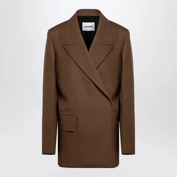 JIL SANDER Wool Double-breasted Jacket - Brown