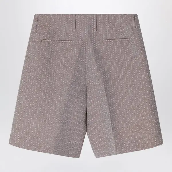 Fendi Beige Jacquard Bermuda Shorts With Topstitching