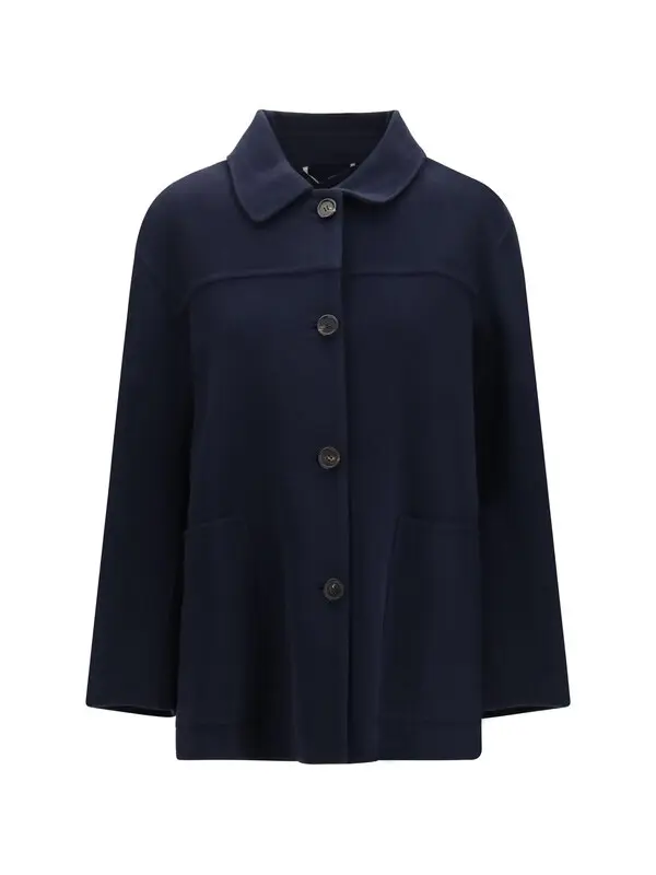 Max Mara Giugno Short Virgin Wool Coat - Blue