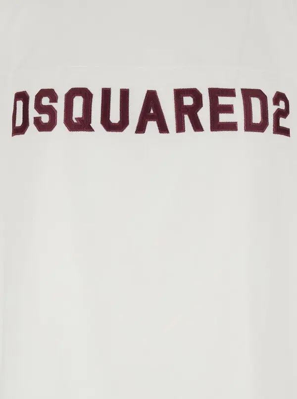 Dsquared2 White Crew Neck T-shirt With Logo Lettering On The Front In Cotton For - Multicolor