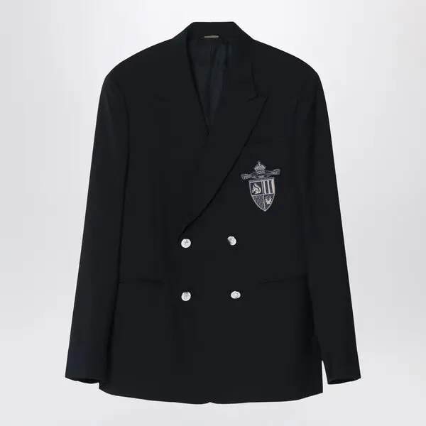Fendi Double-breasted Jacket In Midnight Virgin Wool