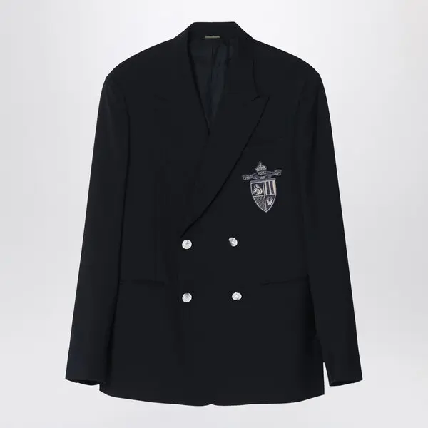 Fendi Double-breasted Jacket In Midnight Virgin Wool - Blue
