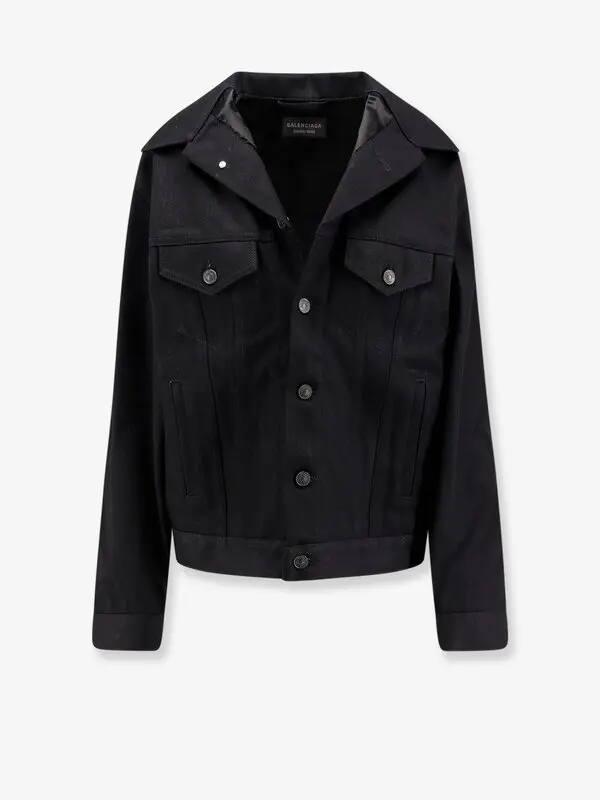 Balenciaga Standing Denim Jacket - Black