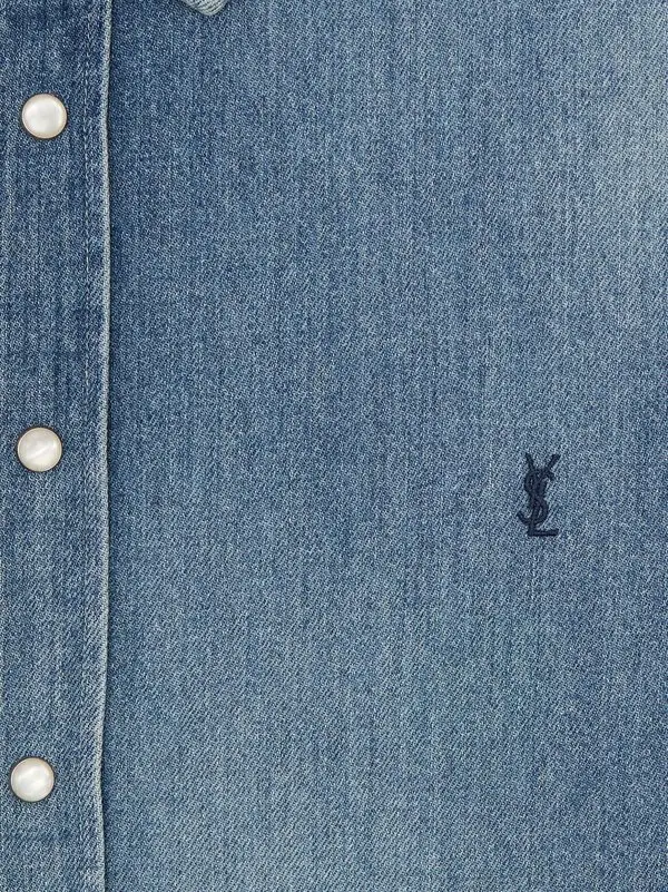 Saint Laurent Cassandre Horizon Blue Denim Shirt