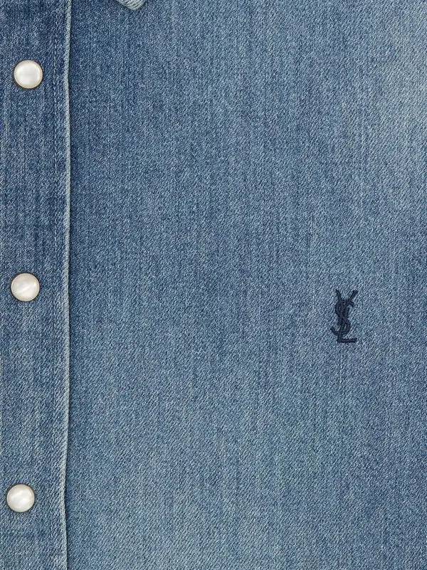 Saint Laurent Cassandre Horizon Blue Denim Shirt