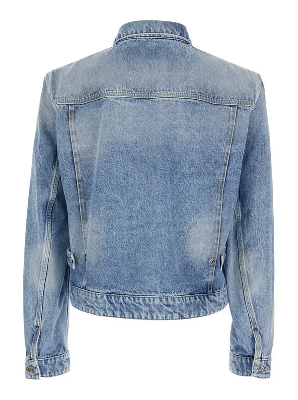 Dsquared2 Light Blue Jacket '70's' With Classic Collar And Four Patch Pockets On The Front In Denim For