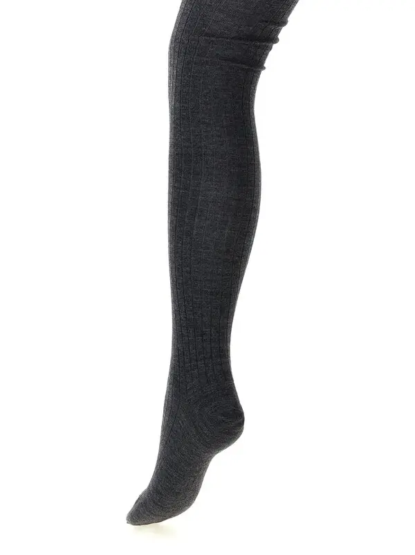 JIL SANDER Ribbed Tights - Gray