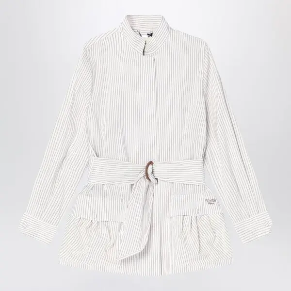 Fendi Striped Cotton And Silk Blouson - Cream