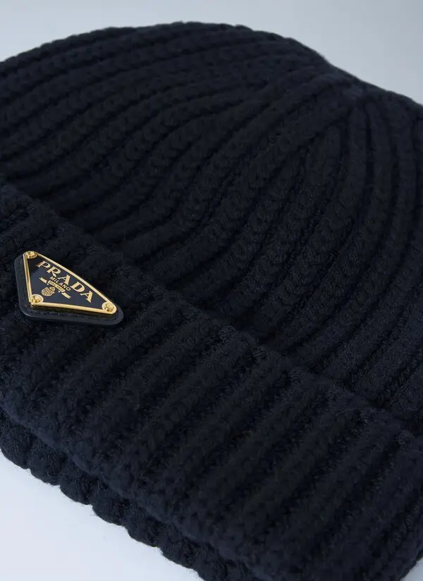 Prada Logo Motif Beanie Hat