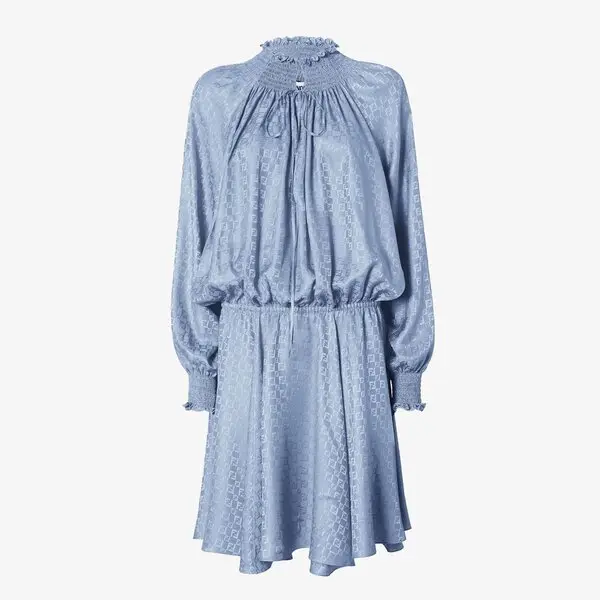 Fendi Blue Silk Jacquard Dress