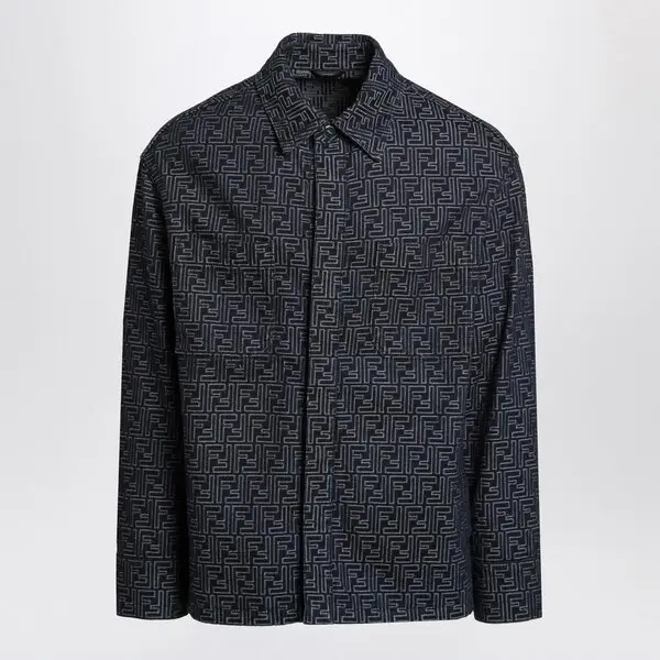 Fendi Indigo Jacket With Ff Jacquard - Blue