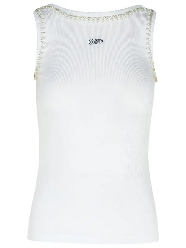 Off-White Viscose Tank Top - White