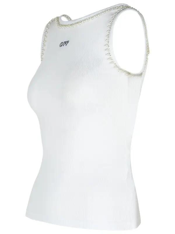Off-White Viscose Tank Top - White