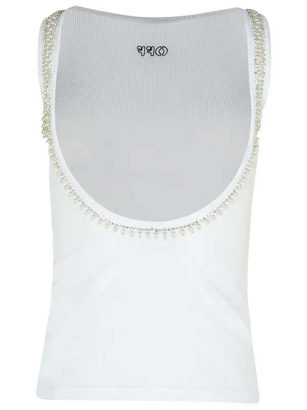 Off-White Viscose Tank Top - White