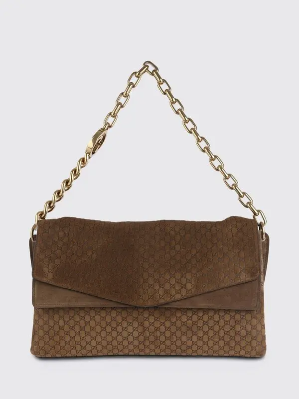 Gucci Interlocking G Suede Bag With Embossed Gg Monogram