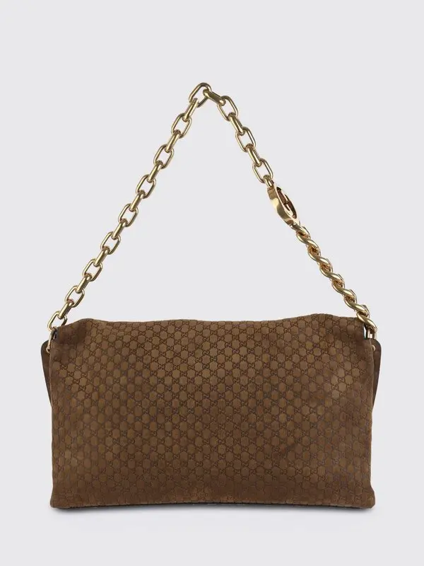 Gucci Interlocking G Suede Bag With Embossed Gg Monogram