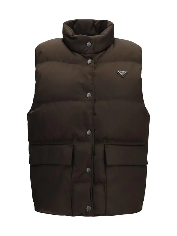 Prada Re-nylon Down Gilet - Brown