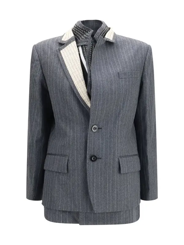 Sacai Pinstripe Single Breasted Jacket