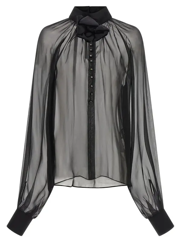 Dolce & Gabbana Chiffon Blouse With Flower