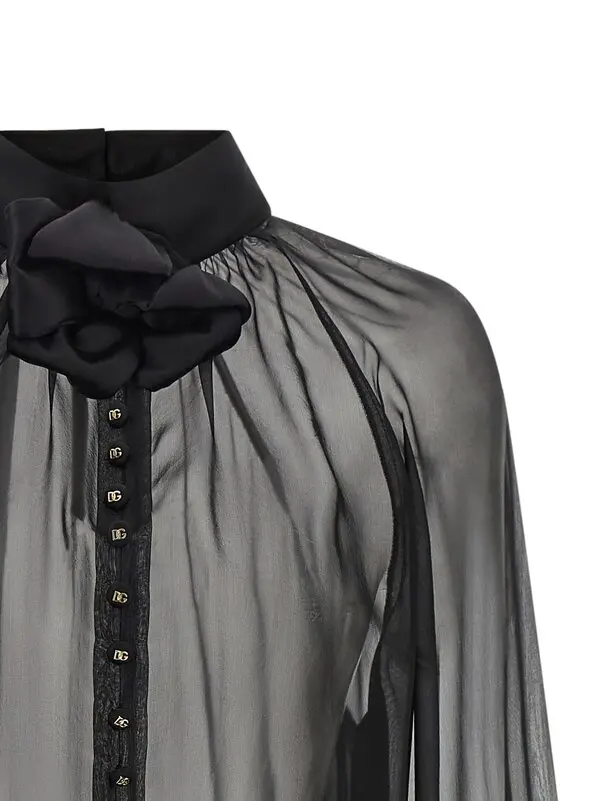Dolce & Gabbana Chiffon Blouse With Flower