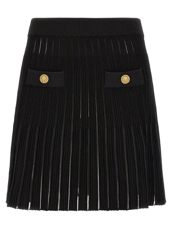 Balmain Pleated Skirt - Black