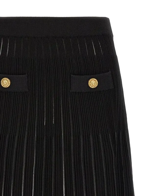 Balmain Pleated Skirt - Black