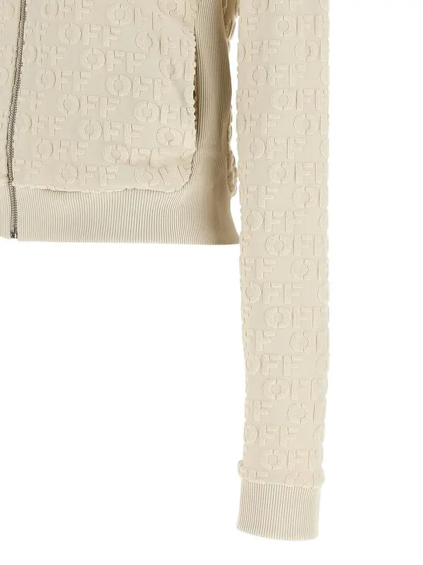 Off-White Terry Off Zip-up Hoodie - Cream
