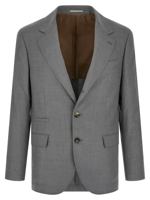 Brunello Cucinelli Hopsack Blazer - Gray