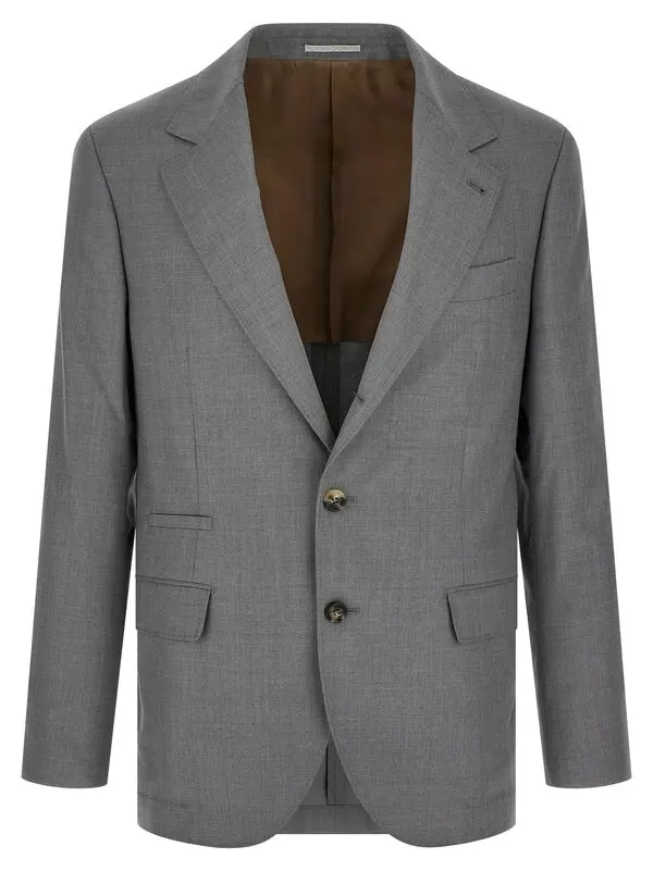 Brunello Cucinelli Hopsack Blazer - Gray