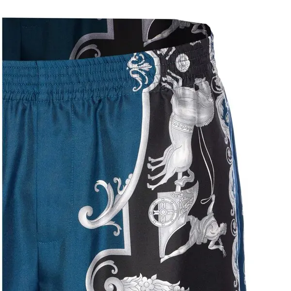 Versace Hall Of Heroes Print Shorts - Blue