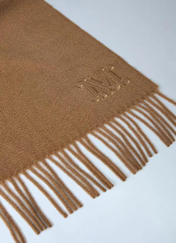 Max Mara Embroidered Fringe Wool Scarf
