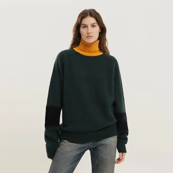 1989 STUDIO And Yellow Turtleneck Sweater - Green