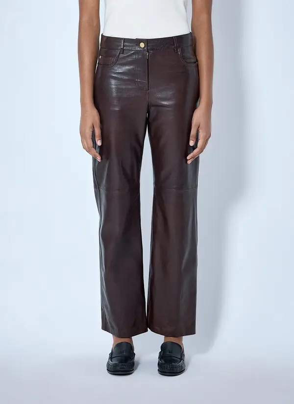 Max Mara Leather Wide-leg Trousers - Multicolor