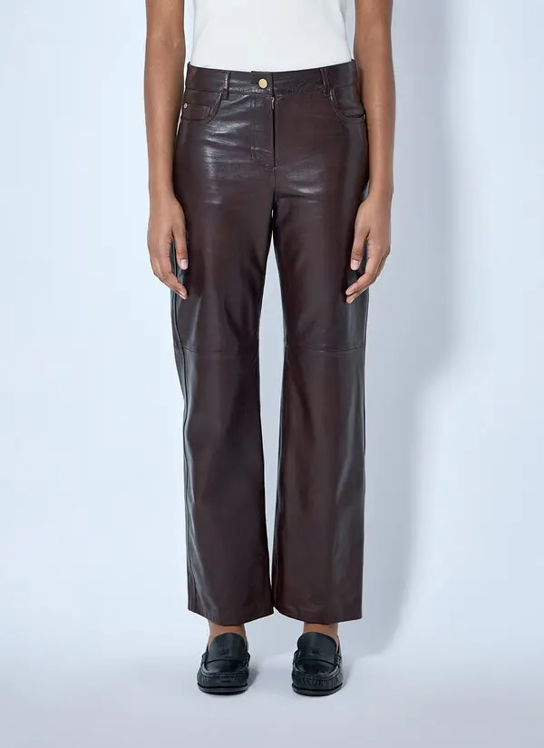 Max Mara Leather Wide-leg Trousers - Multicolor