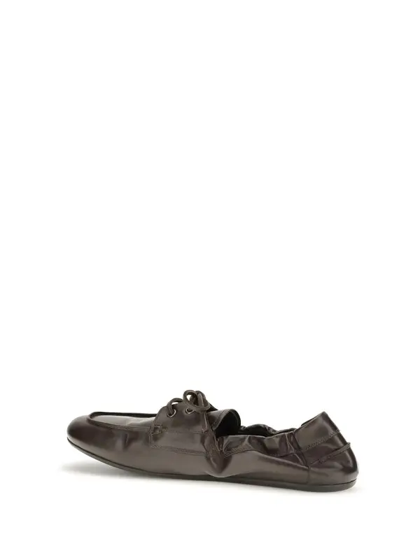 Prada Aged Leather Lace-up Sneakers
