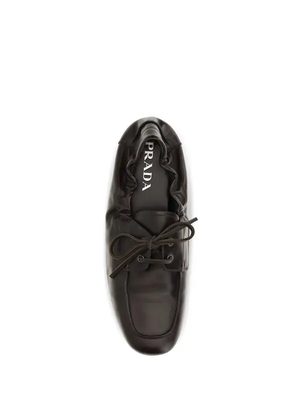 Prada Aged Leather Lace-up Sneakers