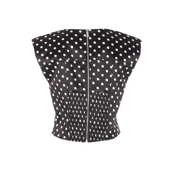 GANNI Polka Dots Satin Corset Top
