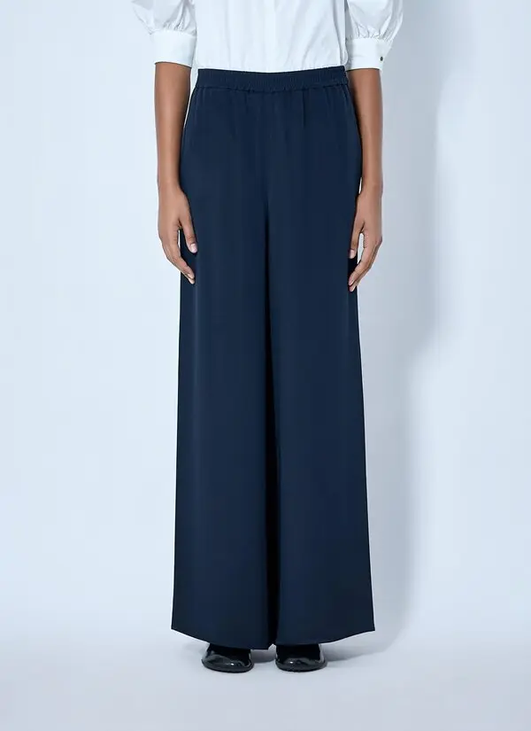 Max Mara Wide-leg Silk Trousers - Blue