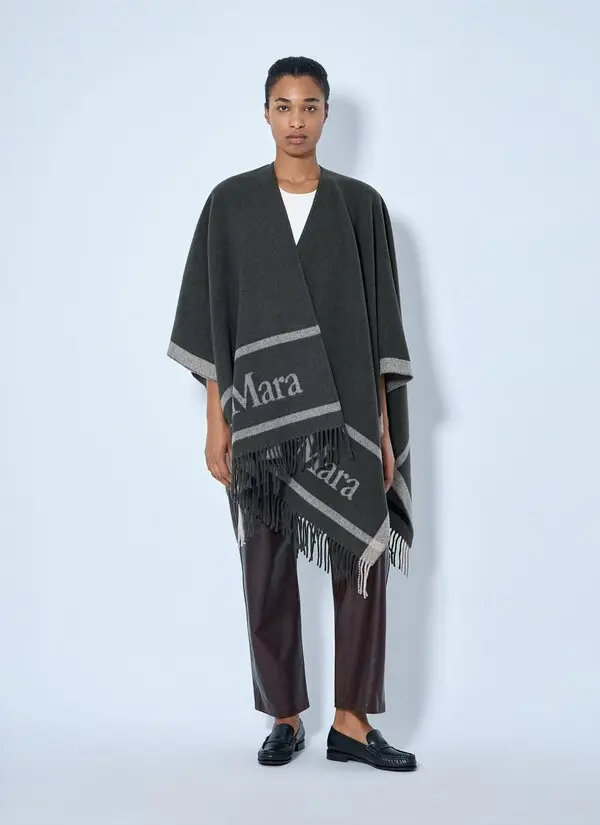 Max Mara Fringed Wrap With Logo Detail